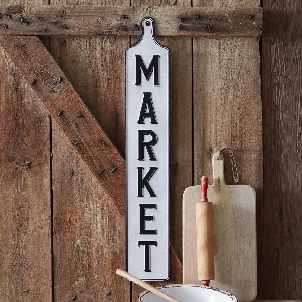 Market Metal Paddle Sign | Black & White Market